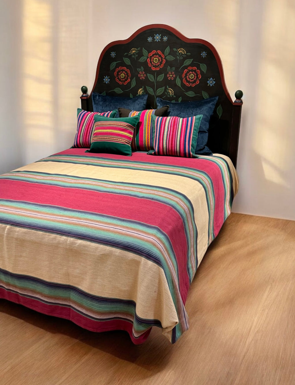 Solferino handmade cotton bedspread by Sergio Martinez – Pandora's Santa Fe